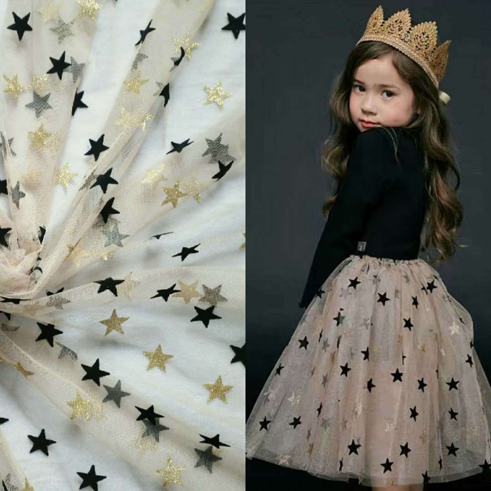 Flocking Star Embroidery Tulle Lace Fabric Soft Mesh - Etsy