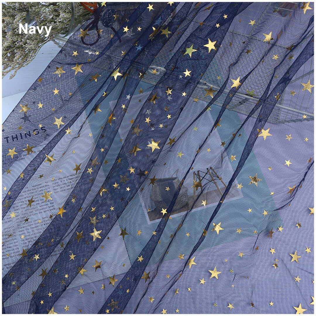 Glitter Star Print Tulle Soft Tulle Lace, Gold Star Lace Fabric, Chic ...