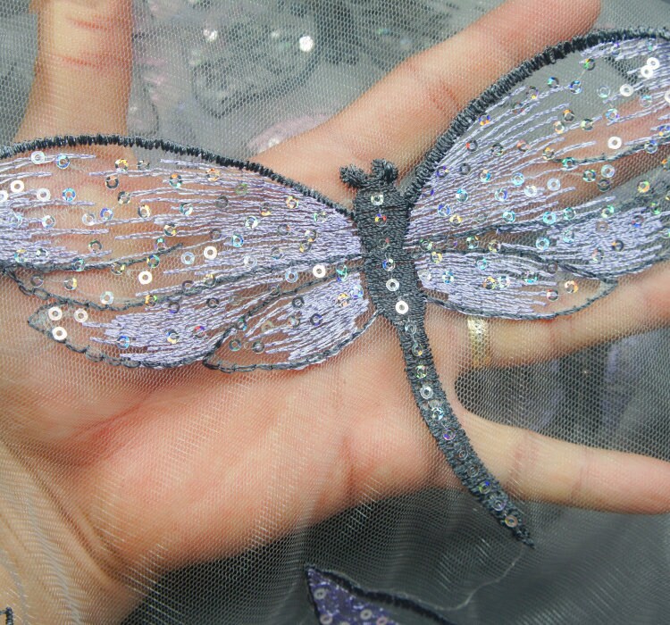Sequin Lace Fabric Dragonfly Embroidery Lace Mesh Lace Fabric - Etsy