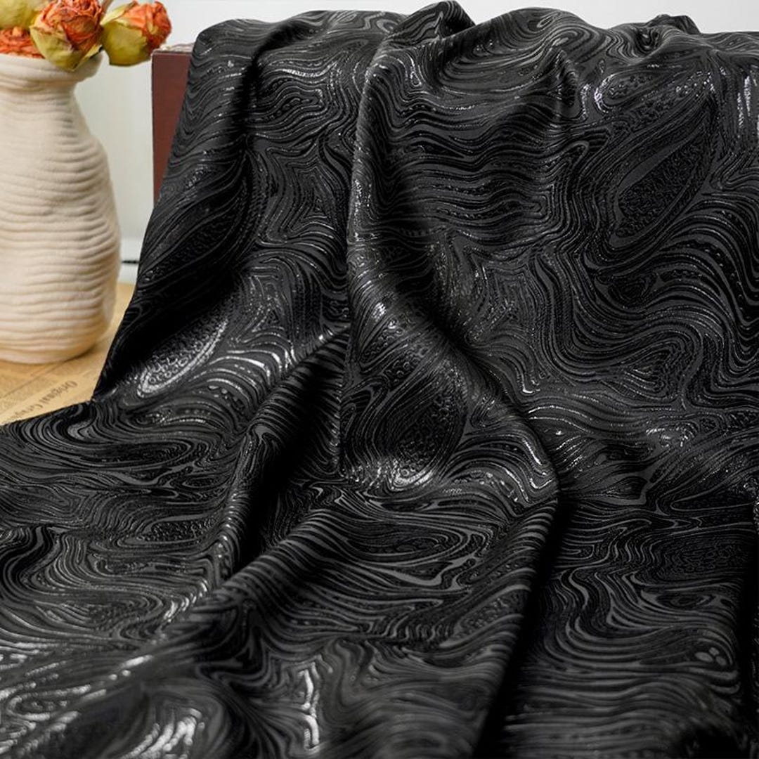 Water Ripple Embossed Floral Fabric Elegant Jacquard Fabric Brocade ...