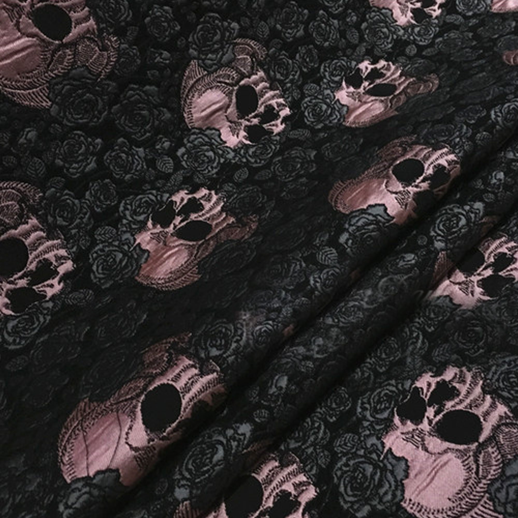 Skull and Roses Brocade Fabric Emboss Jacquard Fabric for - Etsy