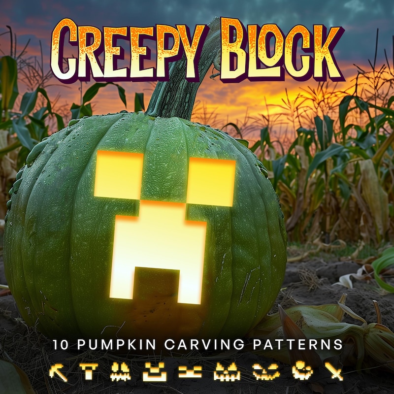 Creeper Pumpkin Carving Stencil - Etsy