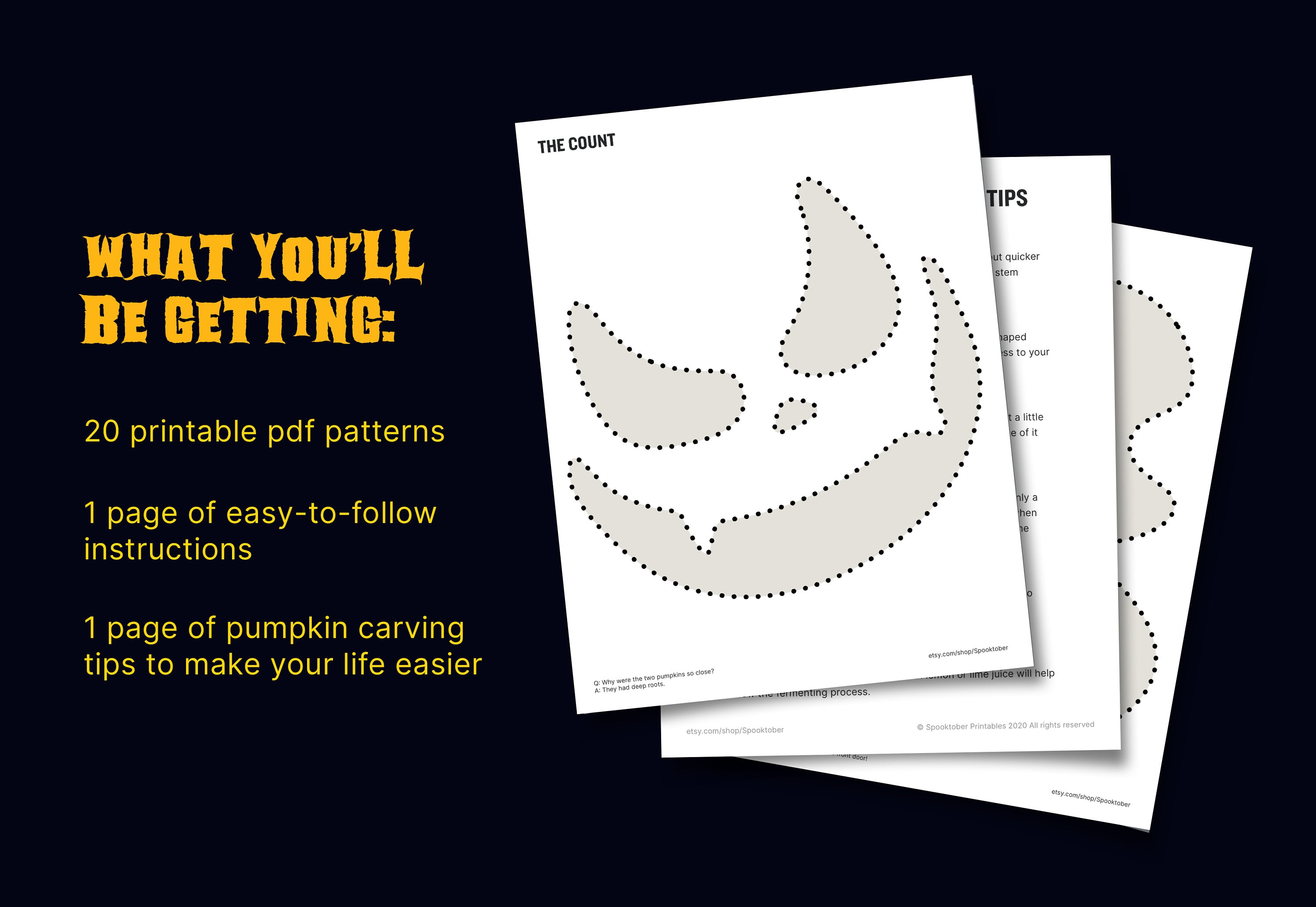 20 Printable Jack-o-lantern Pumpkin Carving Patterns for Halloween - Etsy