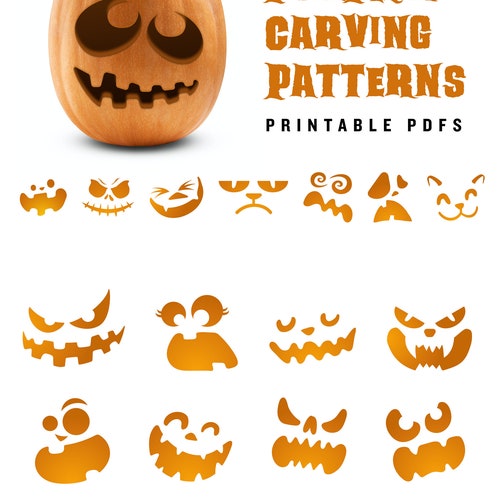 20 Printable Jack-o-lantern Pumpkin Carving Patterns for - Etsy
