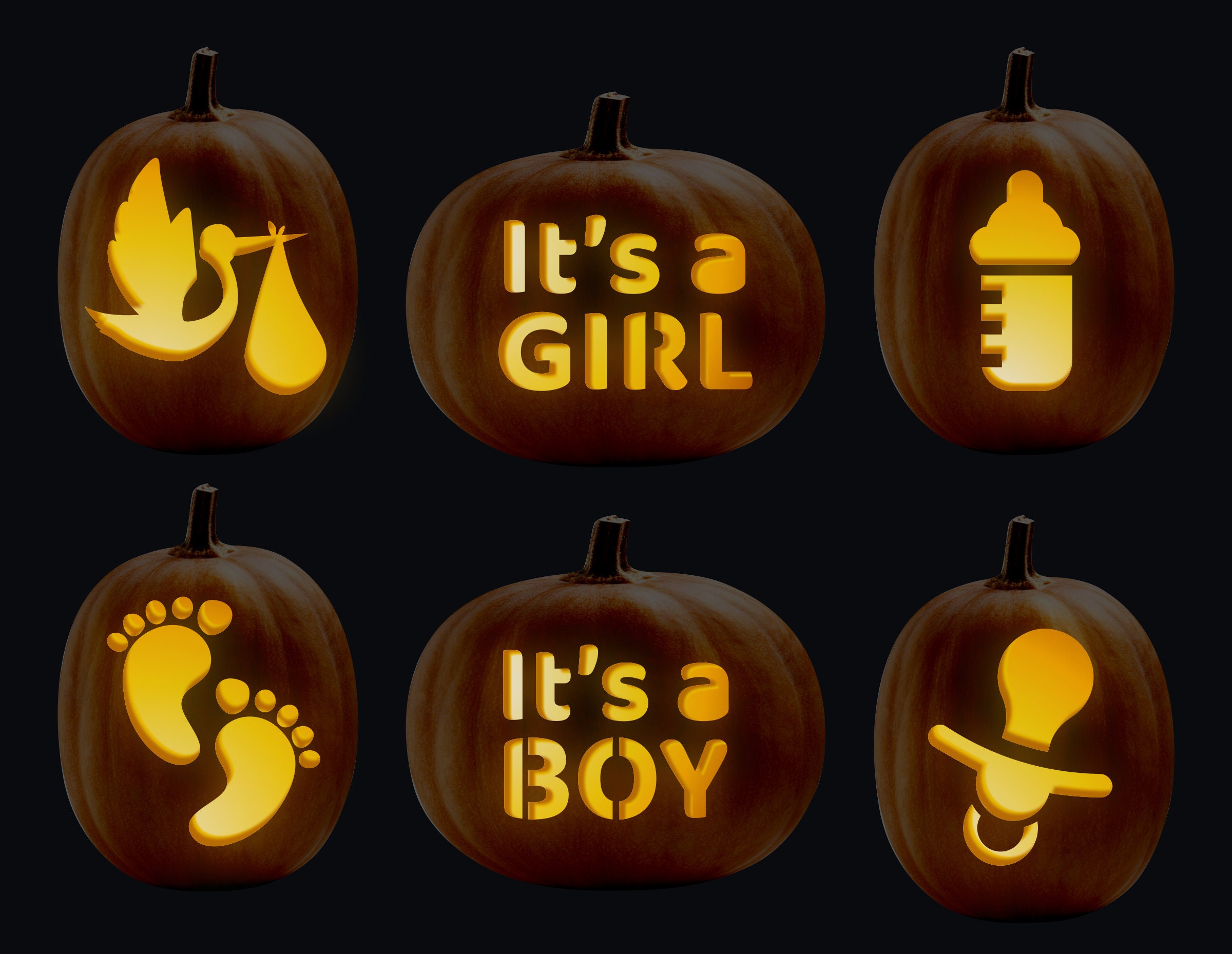 Printable Baby Announcement Pumpkin Carving Patterns for Halloween ...