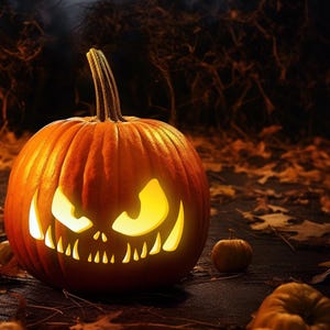 Scary Face Pumpkin Carving Pattern | Printable Scary Jack-o-lantern ...