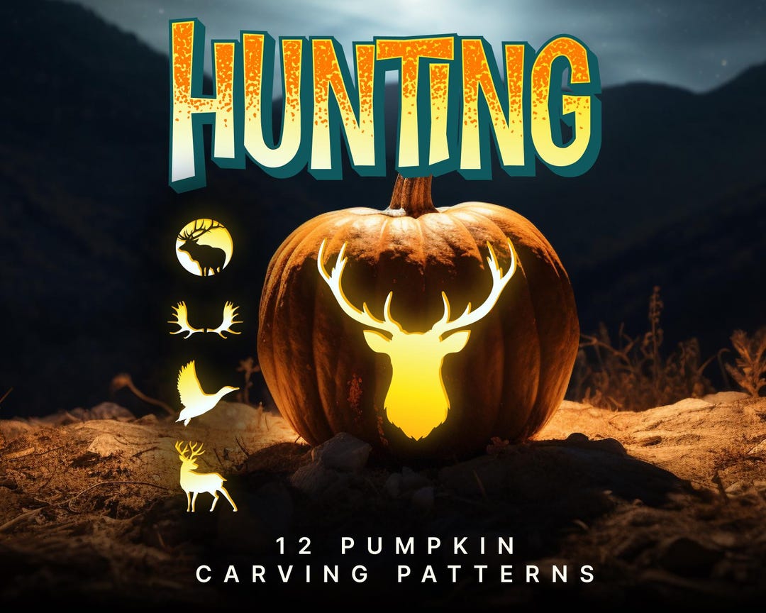 Hunting Pumpkin Carving Pattern | Jack-o-lantern Stencils for Hunters ...