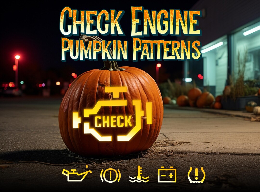 Check Engine Light Pumpkin Carving Stencil || Funny Design for Car ...