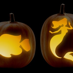 Little Mermaid Pumpkin Carving Patterns - Templates for Halloween ...