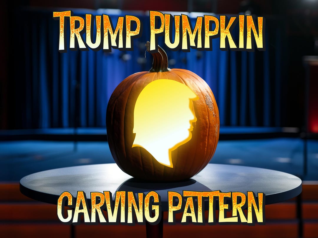 Donald Trump Pumpkin Carving Pattern | Easy Trump 2024 Printable Jack-o ...