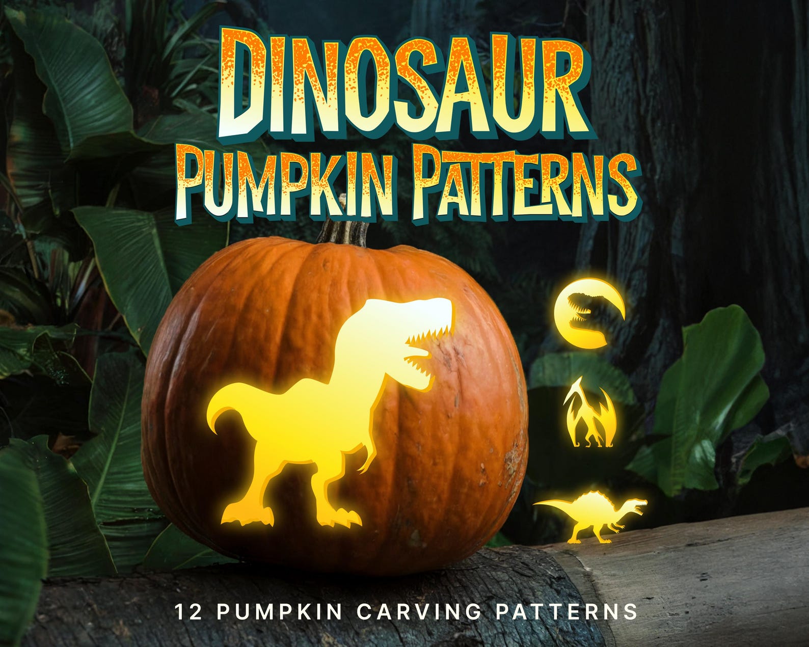 Dinosaur Pumpkin Carving Pattern | Simple Jack-o-lantern Templates ...