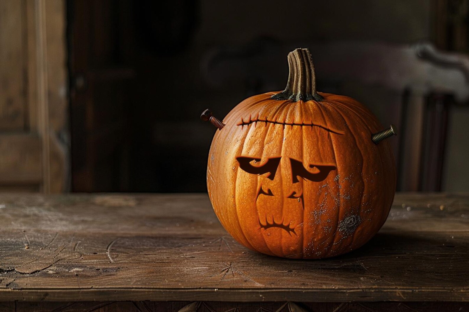 Frankenstein Monster Face Pumpkin Carving Pattern | Printable Jack-o ...