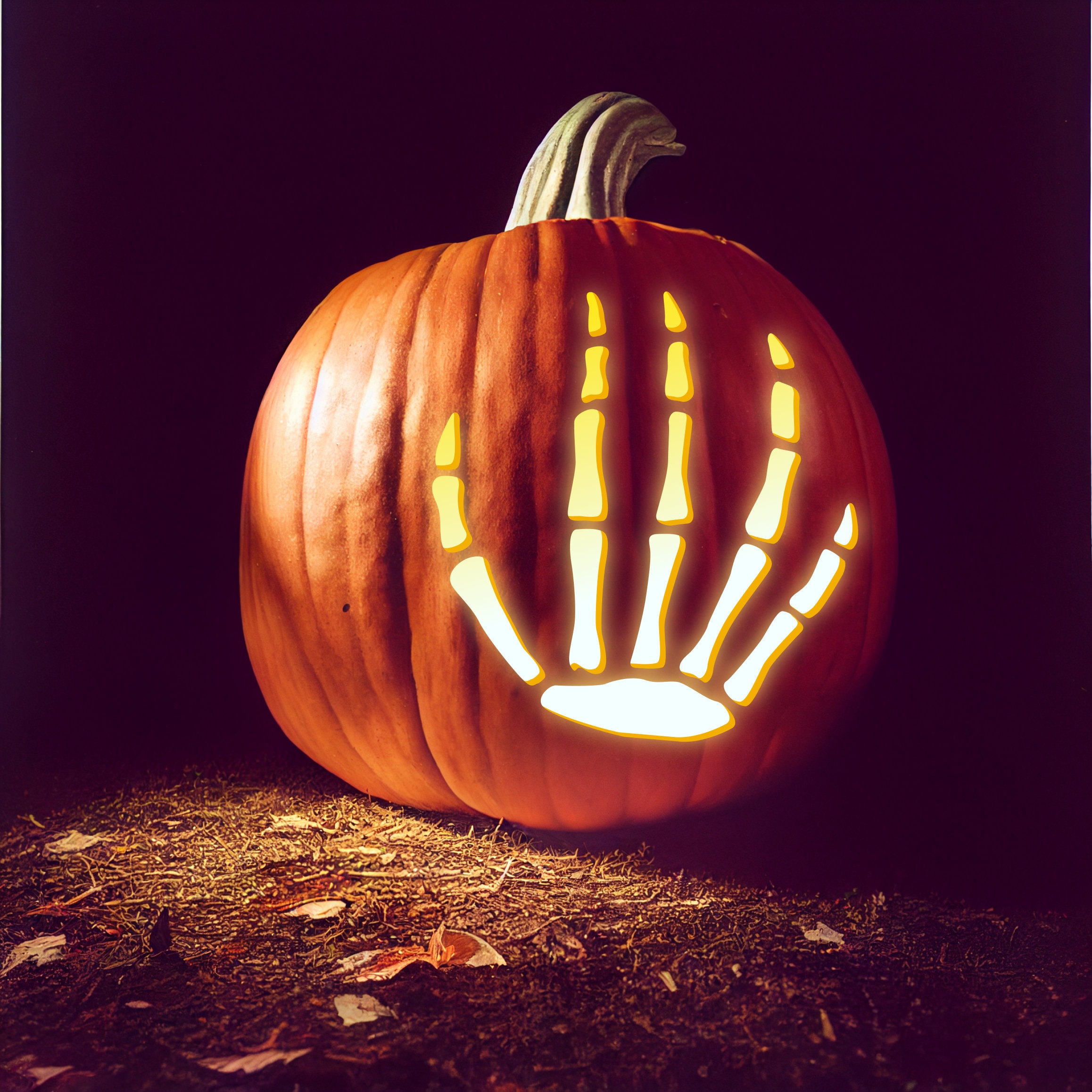 Skeleton Hand Pumpkin Stencil