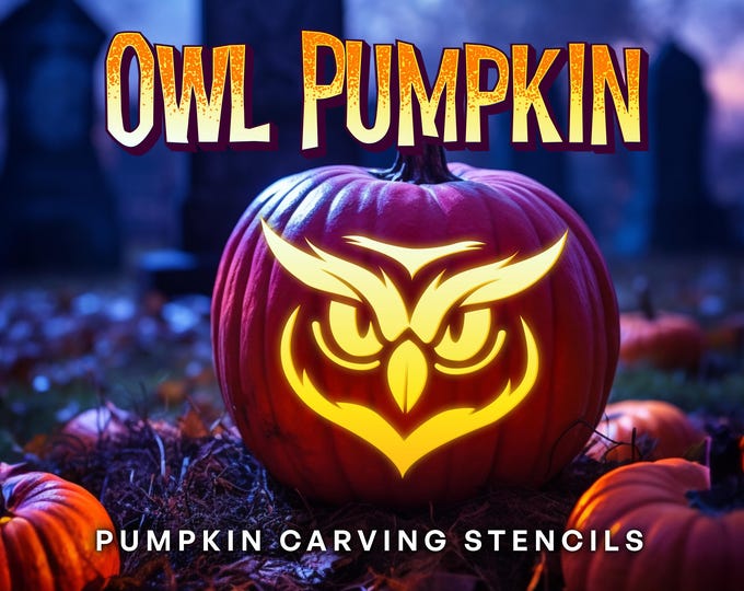 Owl in the Woods Printable Halloween Pumpkin Carving Pattern Stencil | Instant Download PDF DIY ...