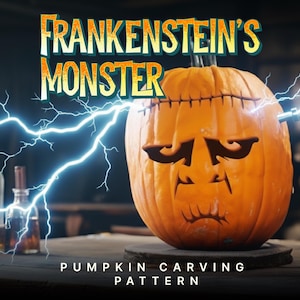 Frankenstein Monster Face Pumpkin Carving Pattern | Printable Jack-o ...
