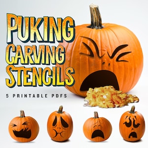 Humorous Throwing up Jack O' Lantern Design Stencil || Puking Pumpkin ...