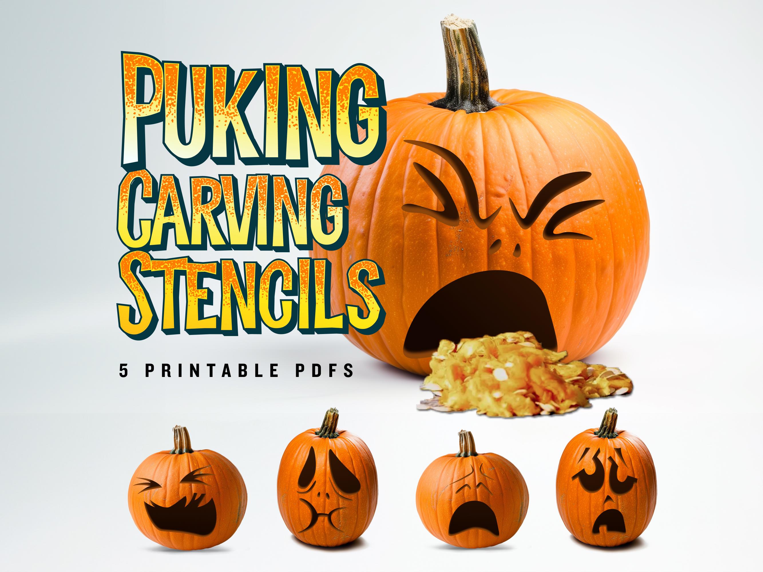 Humorous Throwing up Jack O' Lantern Design Stencil || Puking Pumpkin ...
