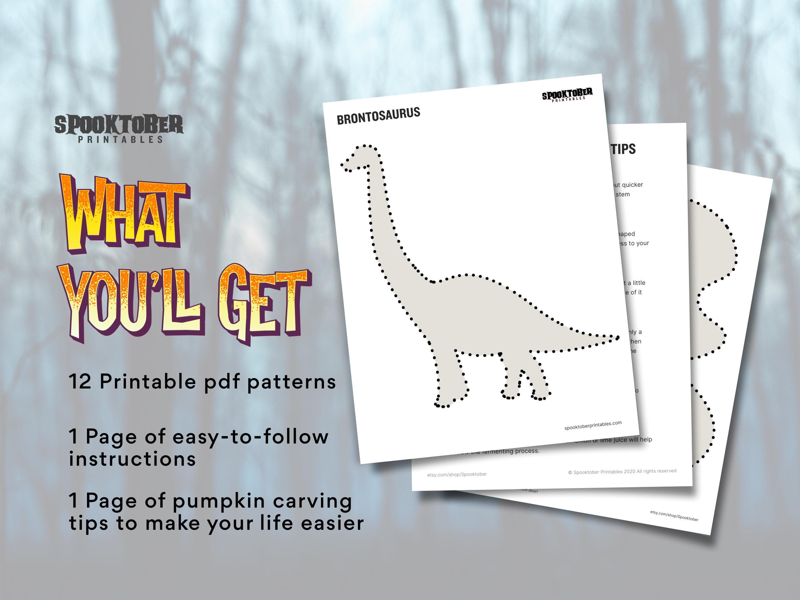 Dinosaur Pumpkin Carving Pattern | Simple Jack-o-lantern Templates ...
