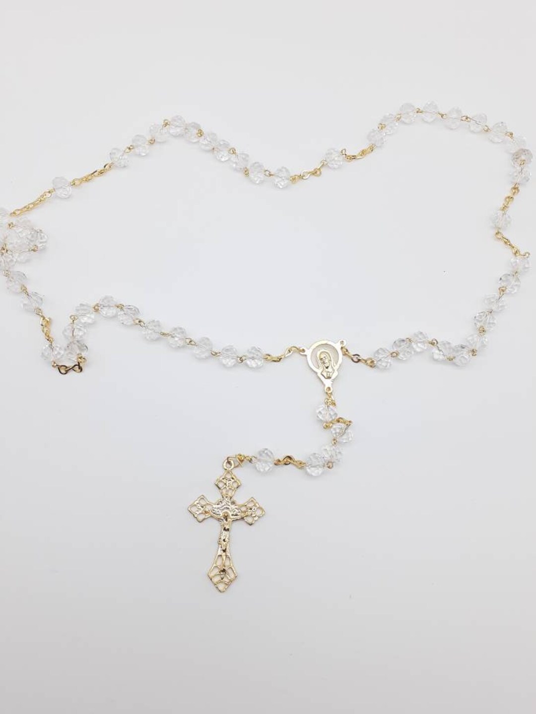 Crystal Bead Rosary, Gold Rosary, Rosario De Cristal, for Any Event ...