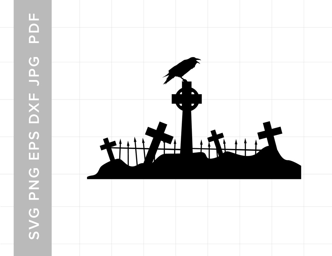 Tombstone Svg Grave Cemetery Svg Gravestone Svg Crow Svg Tomb Graveyard ...