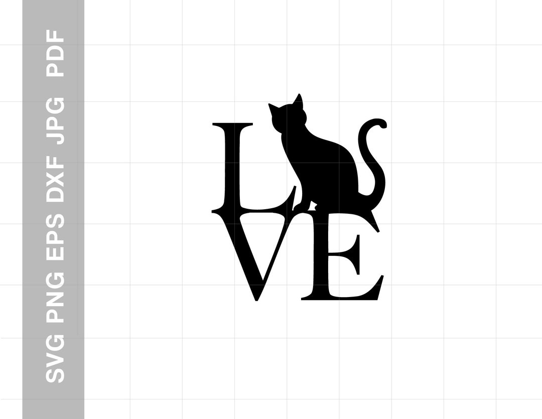 Love Cat Svg Love Cat Vector Love Cat Silhouette Love Cat Clip Art Cut ...