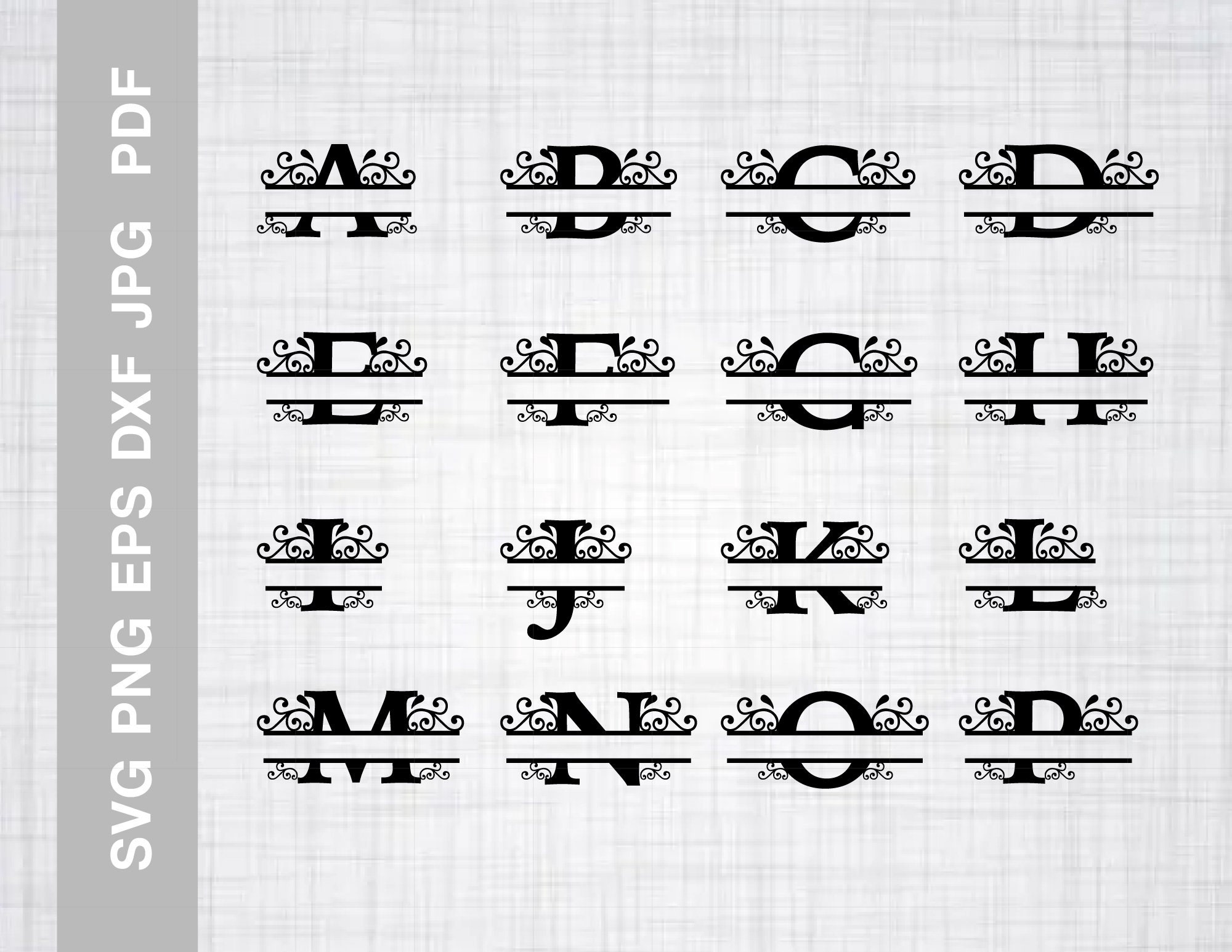 Split Monogram SVG PNG Split Monogram Frame Alphabet Digital | Etsy