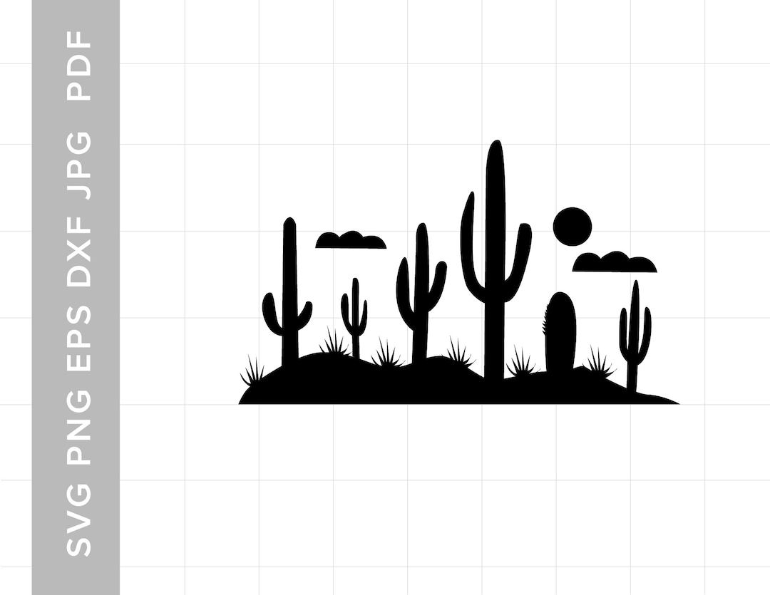 Desert Svg, Desert Cactus Svg, Wilderness Mountain Sunset Svg, Mountain ...