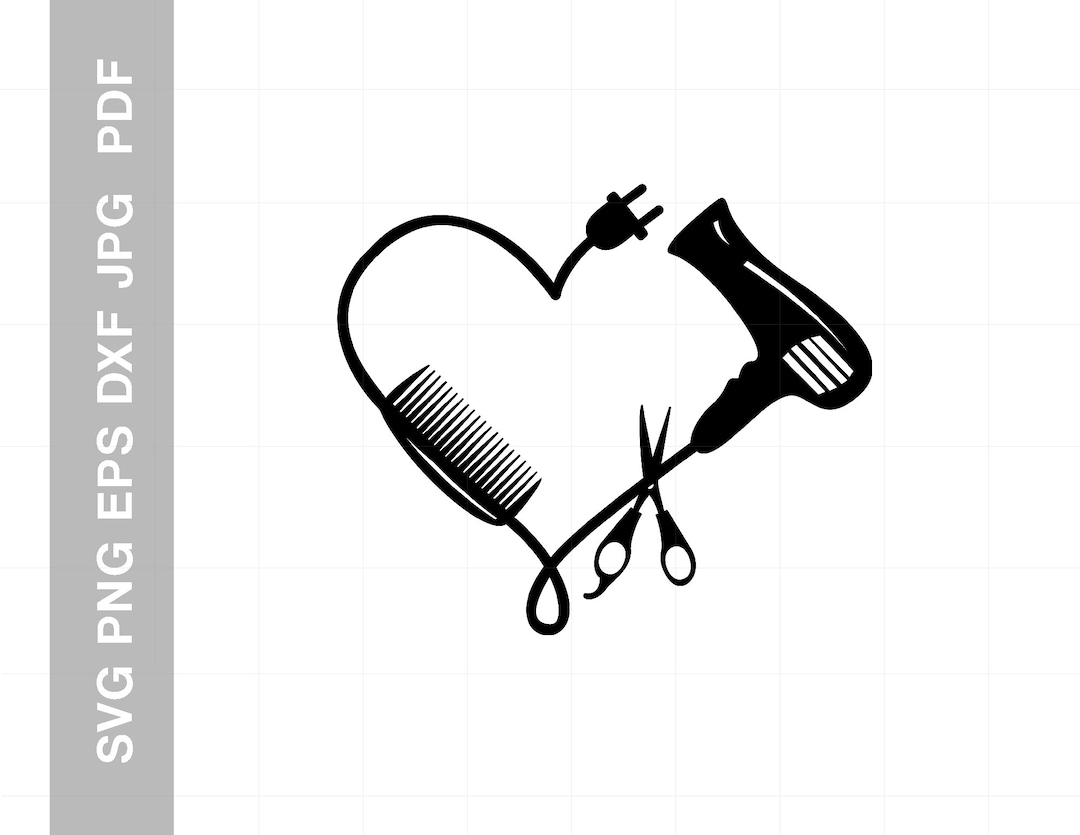 Hair Dresser Heart Made of Tools Svg Eps Dxf Png Pdf Jpg Cut File ...