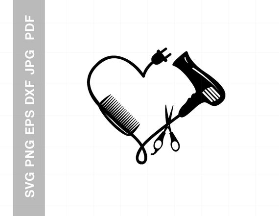 Hair Dresser Heart Made Of Tools Svg Eps Dxf Png Pdf Cut Etsy