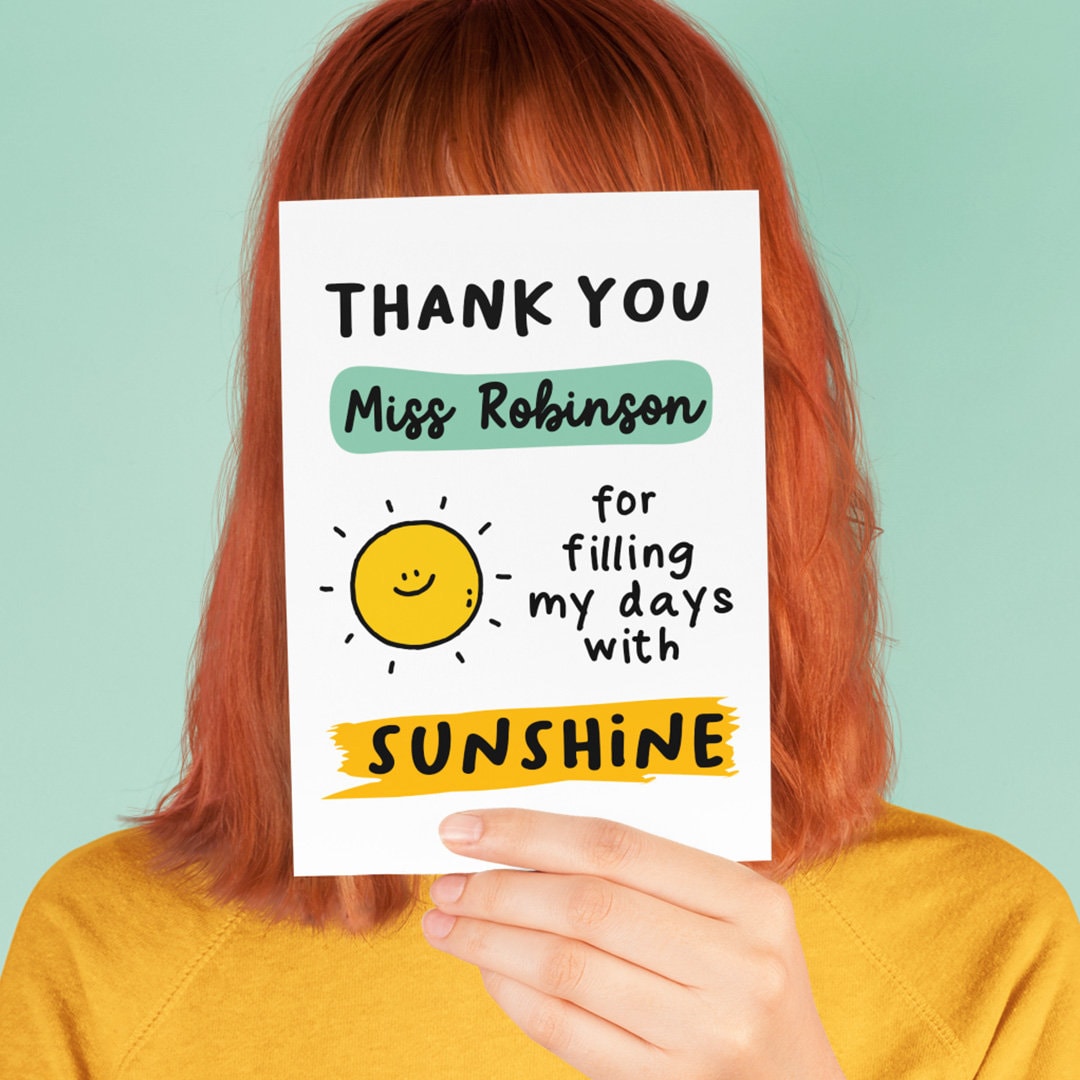 Personalised Thank You Teacher Card Filling My Days With Sunshine ...
