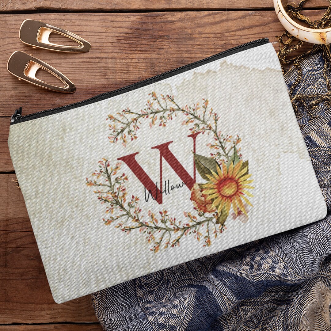 Personalised Gift Cosmetic Bag Makeup Bag Name and Initial Pouch ...
