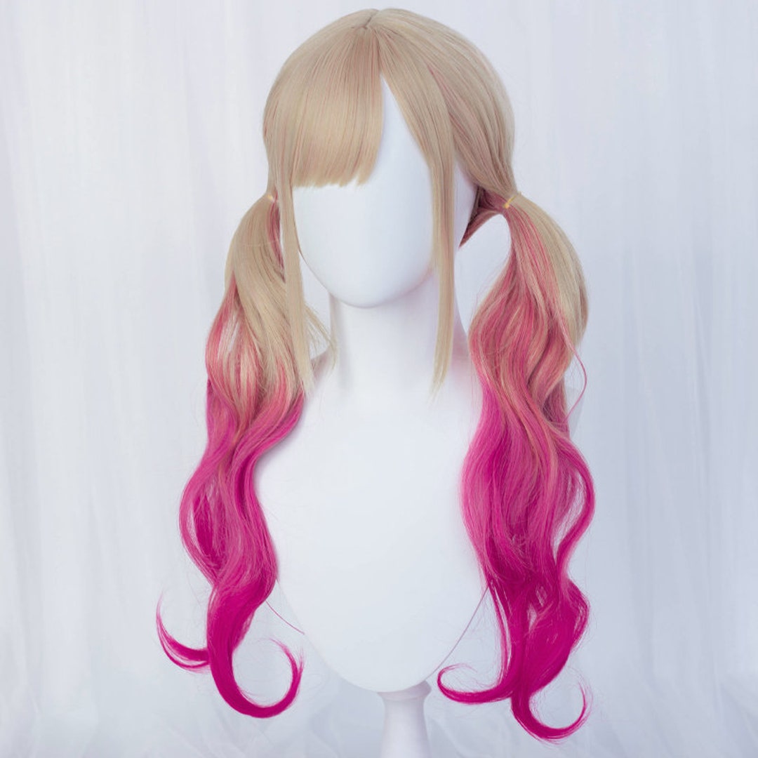 Marin Curly Cosplay Wig Gradient Twintails Blonde Pink - Etsy
