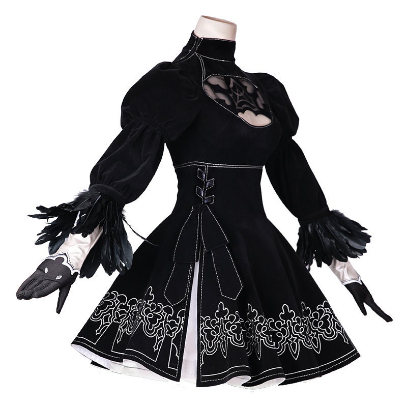 2B Cosplay Black Dress Waifu Full Set - Etsy