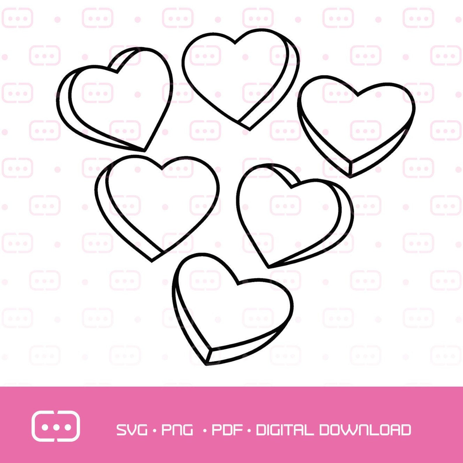 Candy hearts valentine SVG PNG PDF cut printable | Etsy