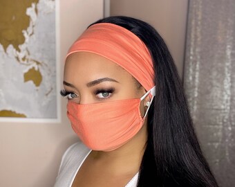 Headband With Buttons and Matching Mask Yellow Headband and - Etsy