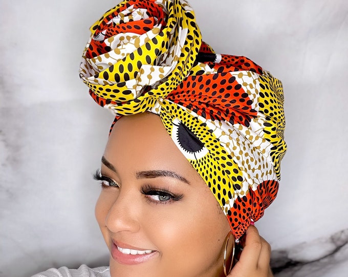 Pre Tied Satin Lined African Flower Turbans Multicolor Etsy