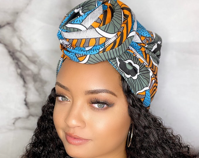 Pre Tied Satin Lined African Flower Turbans Multicolor Headwrap Fast