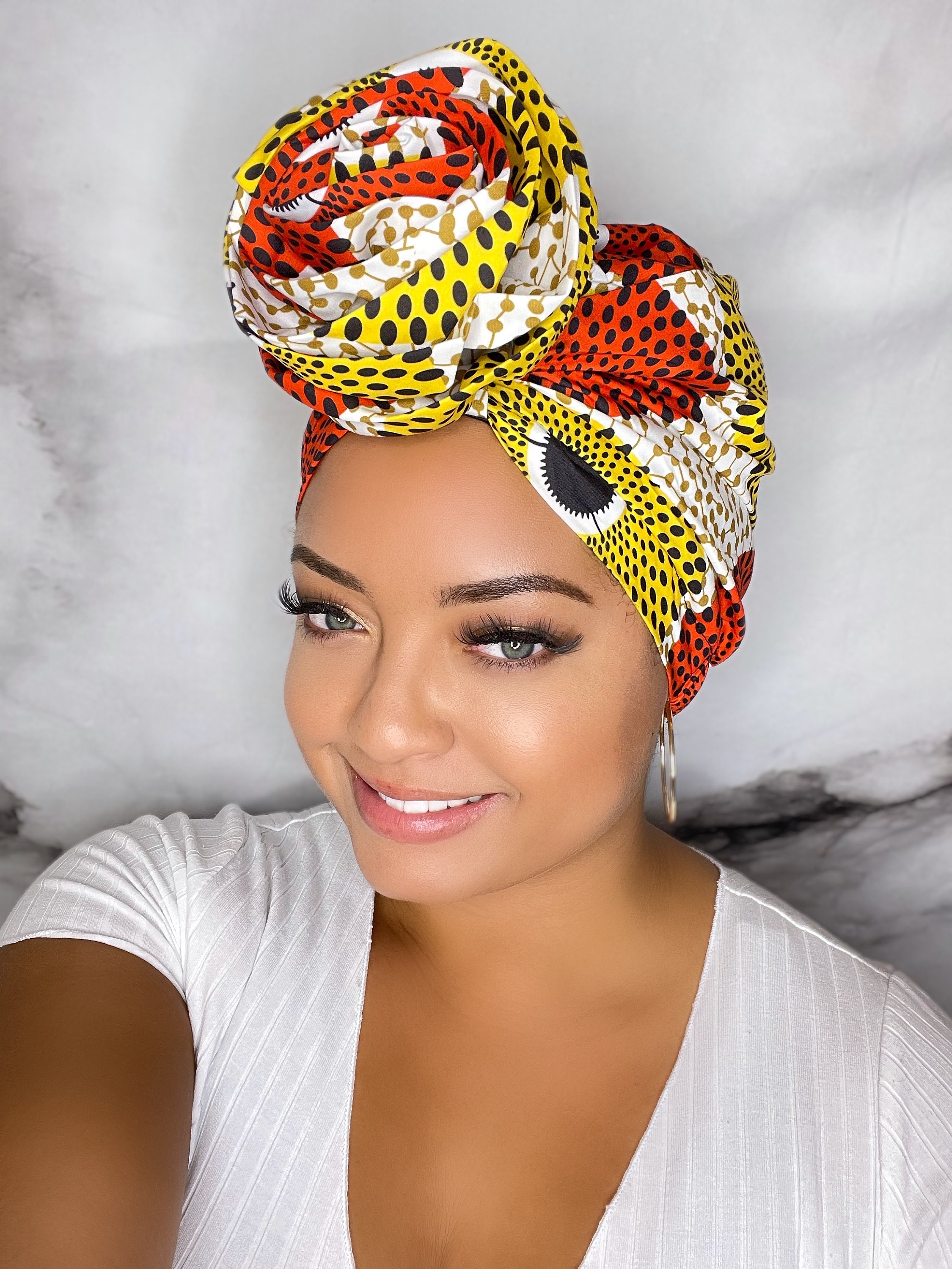 Pre Tied Satin Lined African Flower Turbans Multicolor Etsy