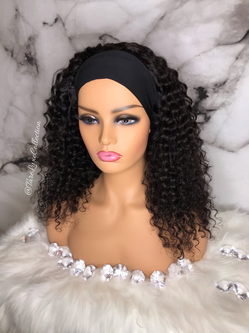 Headband Wig W/ 3 FREE Headband and Mask Set Deep Curly | Etsy