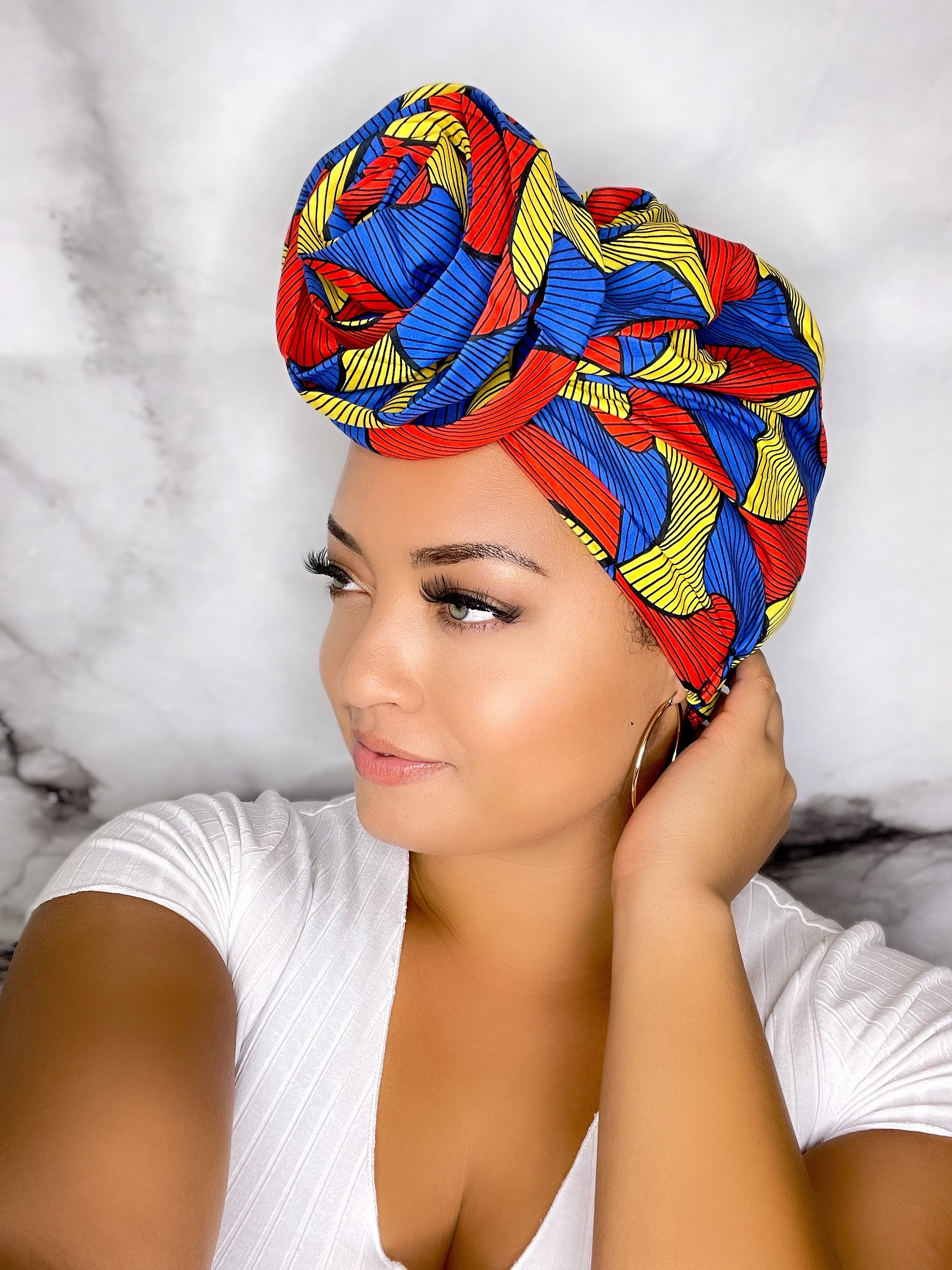 Pre Tied Satin Lined African Flower Turbans Multicolor Etsy