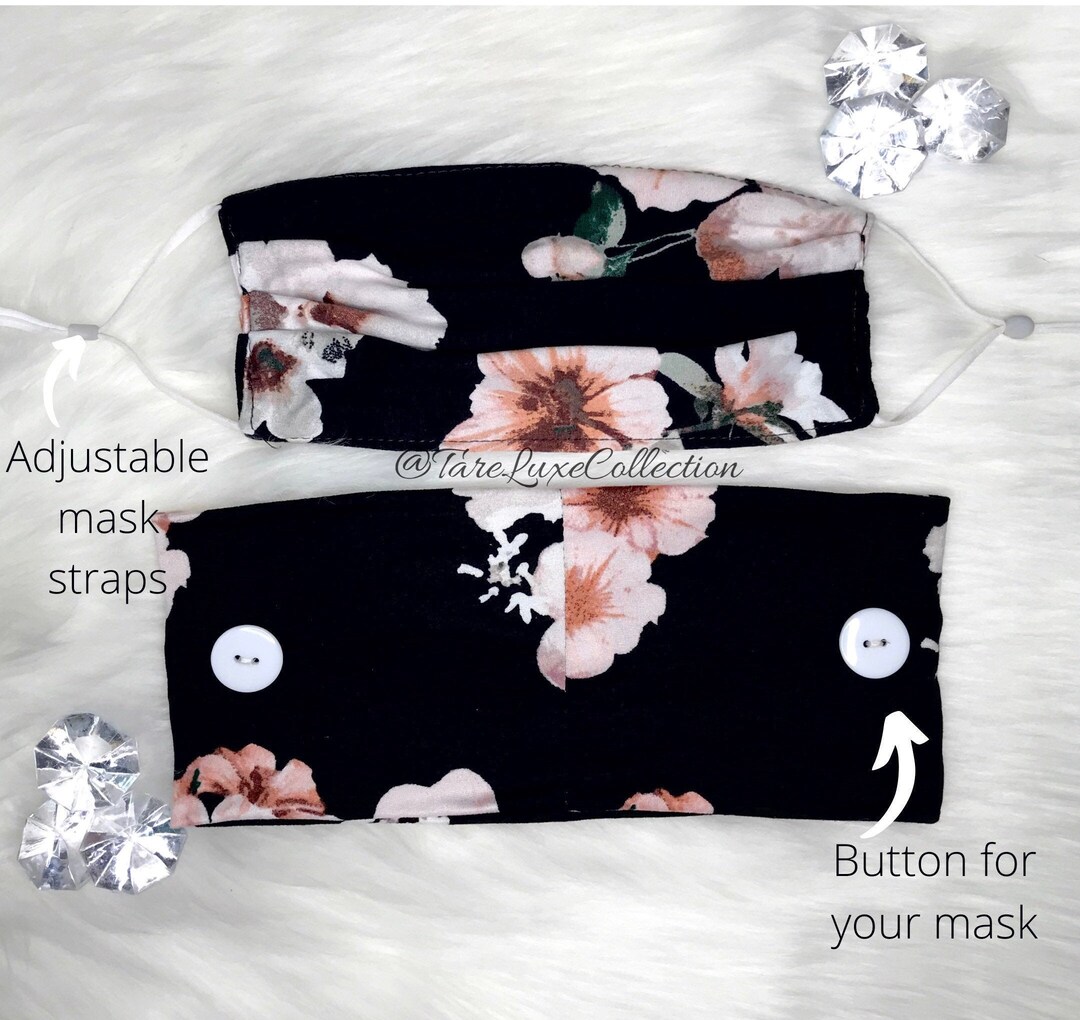 Headband With Buttons and Matching Mask Reusable Washable Face Mask ...