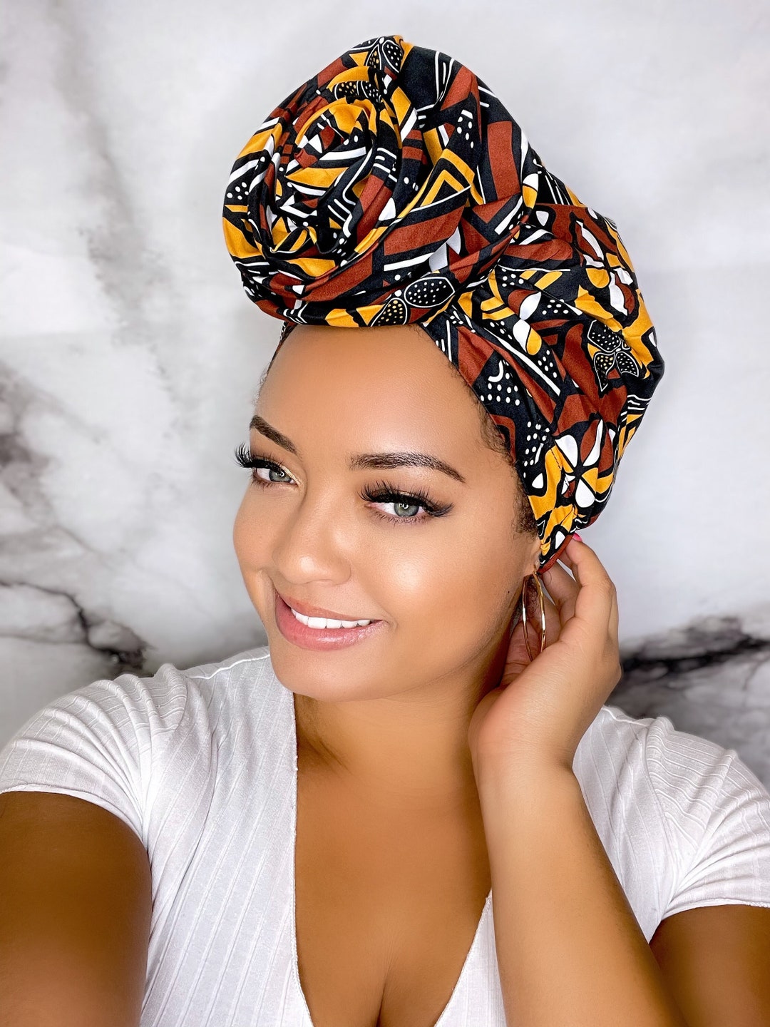 Pre Tied Satin Lined African Flower Turbans Multicolor Headwrap Fast