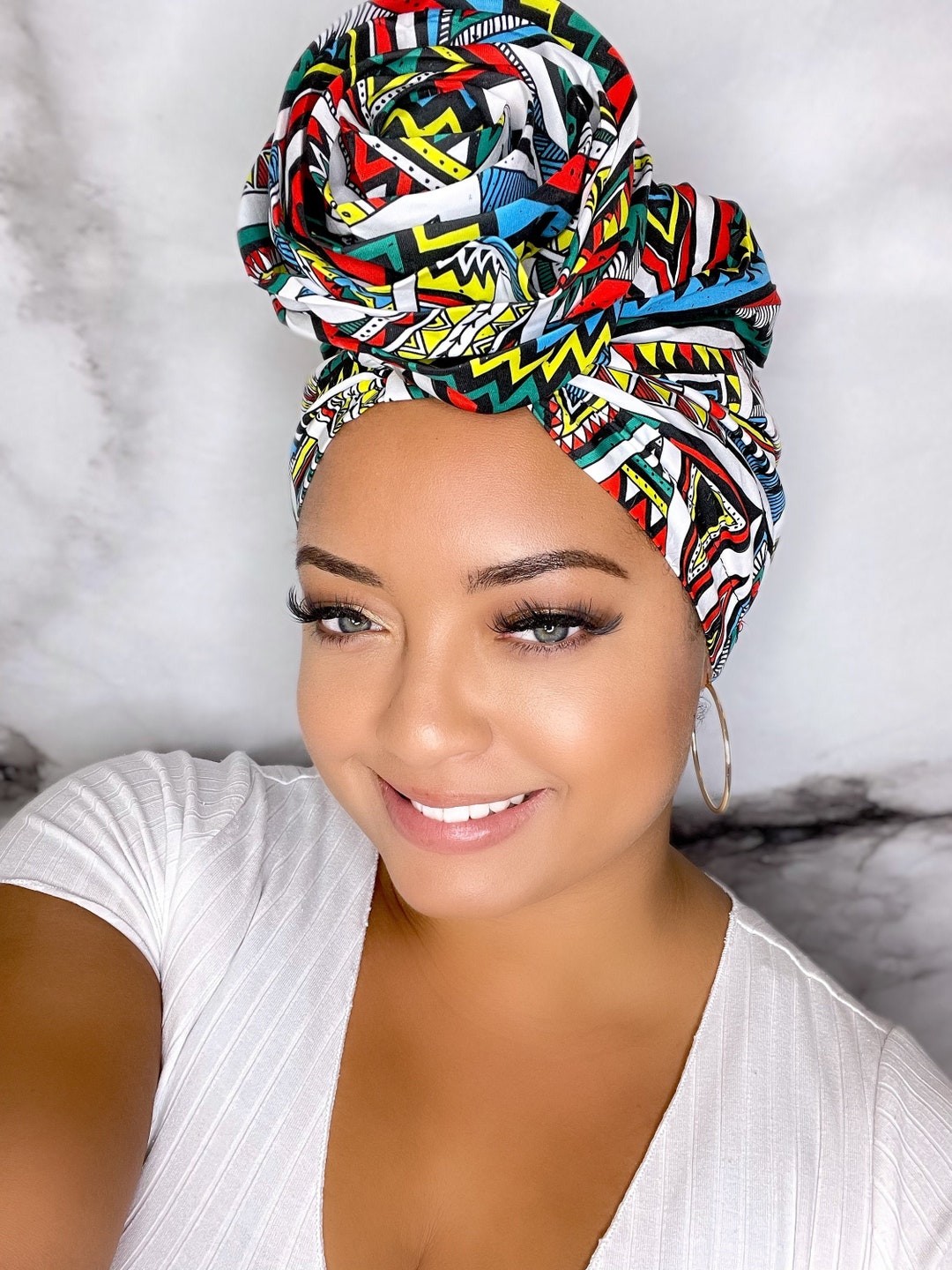 Pre Tied Satin Lined African Flower Turbans Multicolor Headwrap Fast