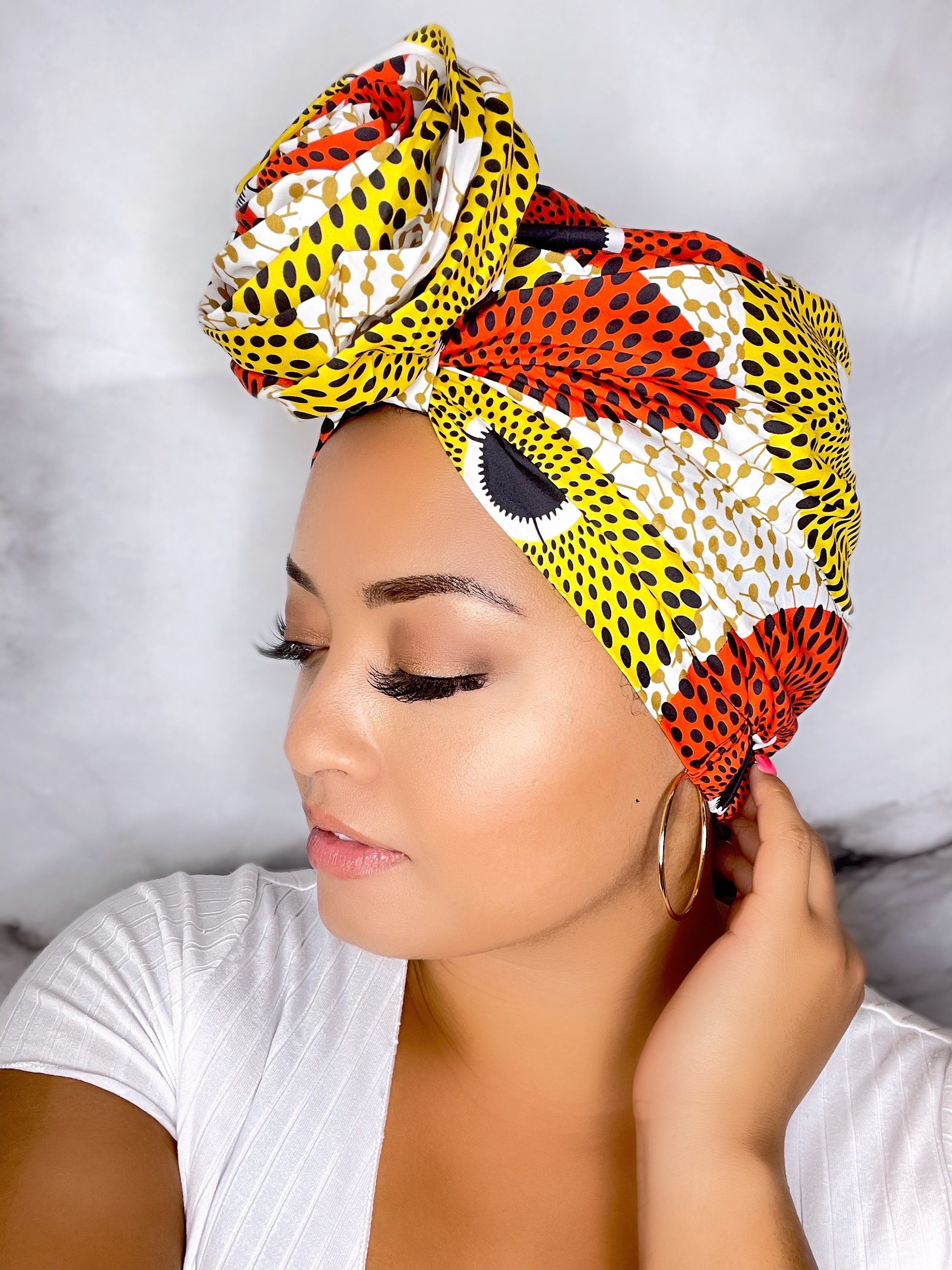 Pre Tied Satin Lined African Flower Turbans Multicolor Etsy