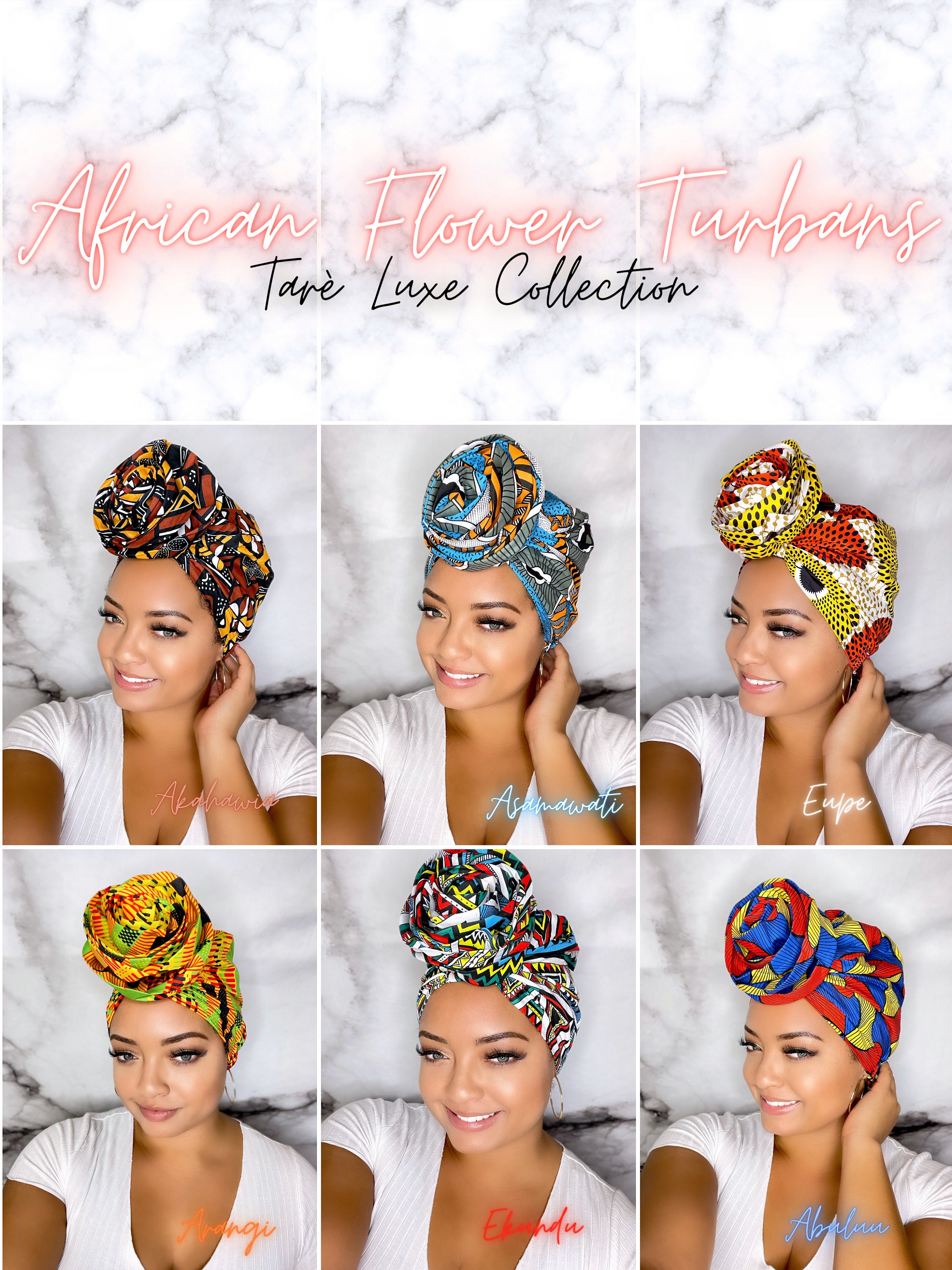 Pre Tied Satin Lined African Flower Turbans Multicolor Etsy