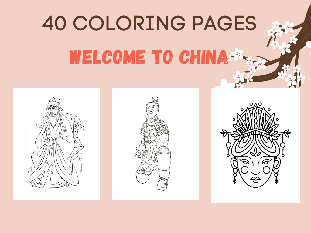 China Coloring Book: 40 Printable Pages for Kids & Adults (digital ...