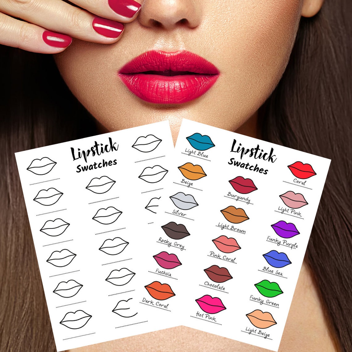 Lipstick Printable Swatches, Lipstick Printable, Lipstick Color Guide ...