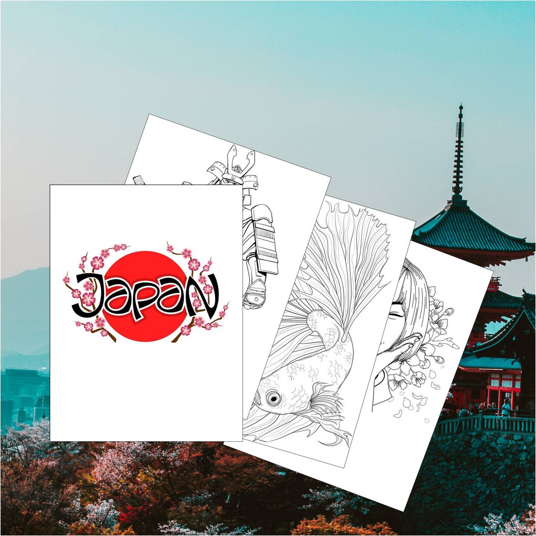 Japan Coloring Book for Kids 21 Japanese Coloring Pages Japanese ...
