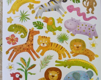 Stickers Jungle Animals Transparent or White Waterproof Vinyl Stickers ...