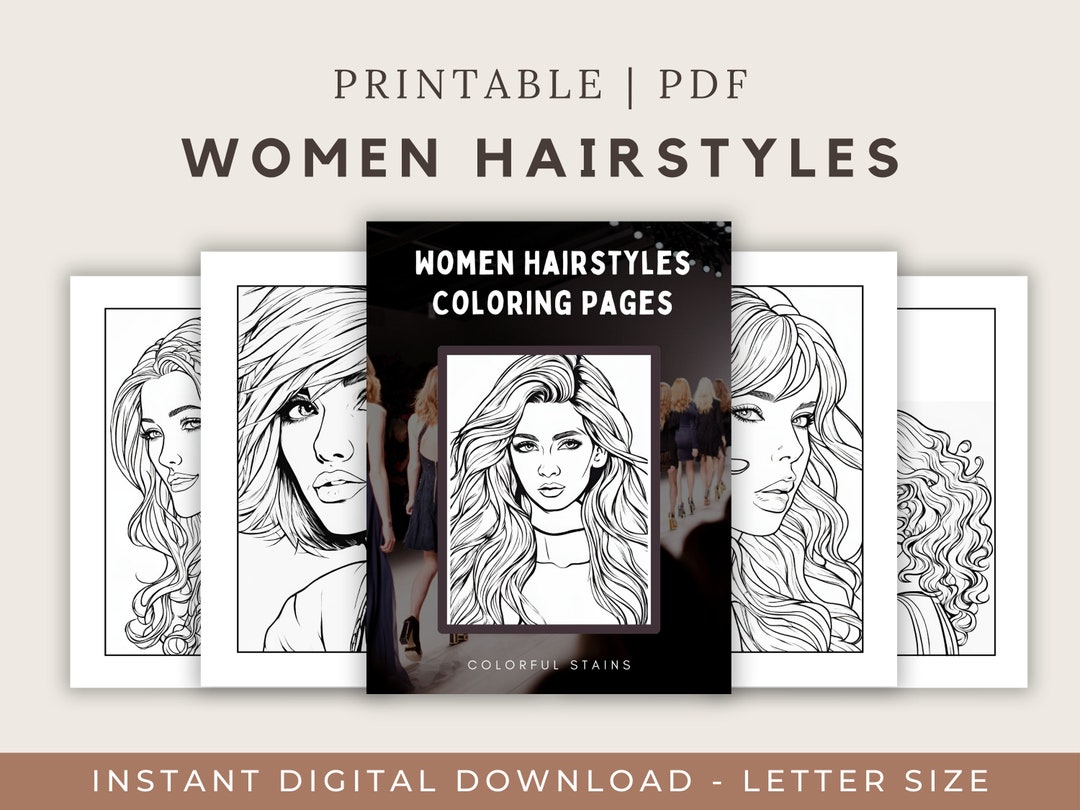 Women Hairstyles Coloring Pages for Adults and Kids, Hairstyles ...